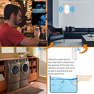 Water Level Detector WiFi, Smart Water Leak Sensor Alarm Kit - High/Low/Leakage Sensor Device, 2 Sensors & 1 Hub, Communication Distance Between Detector and Hub in Open Area is 328 Ft, App Free