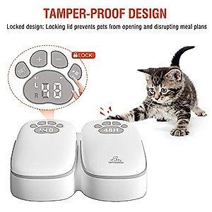 Madaotor Automatic Cat Feeders,Digital 2 Meals Auto Wet Food Pet Feeder for Dog & Cat,Dry or Semi-Moist Pet Food Dispenser with Timer,48 Hour Timed,Tamper Resistant Design
