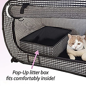 Necoichi Portable Stress Free Cage Carrier and Litter Box, Indoor & Outdoor, Travel (Black, Cage/Kennel+Litter Box)