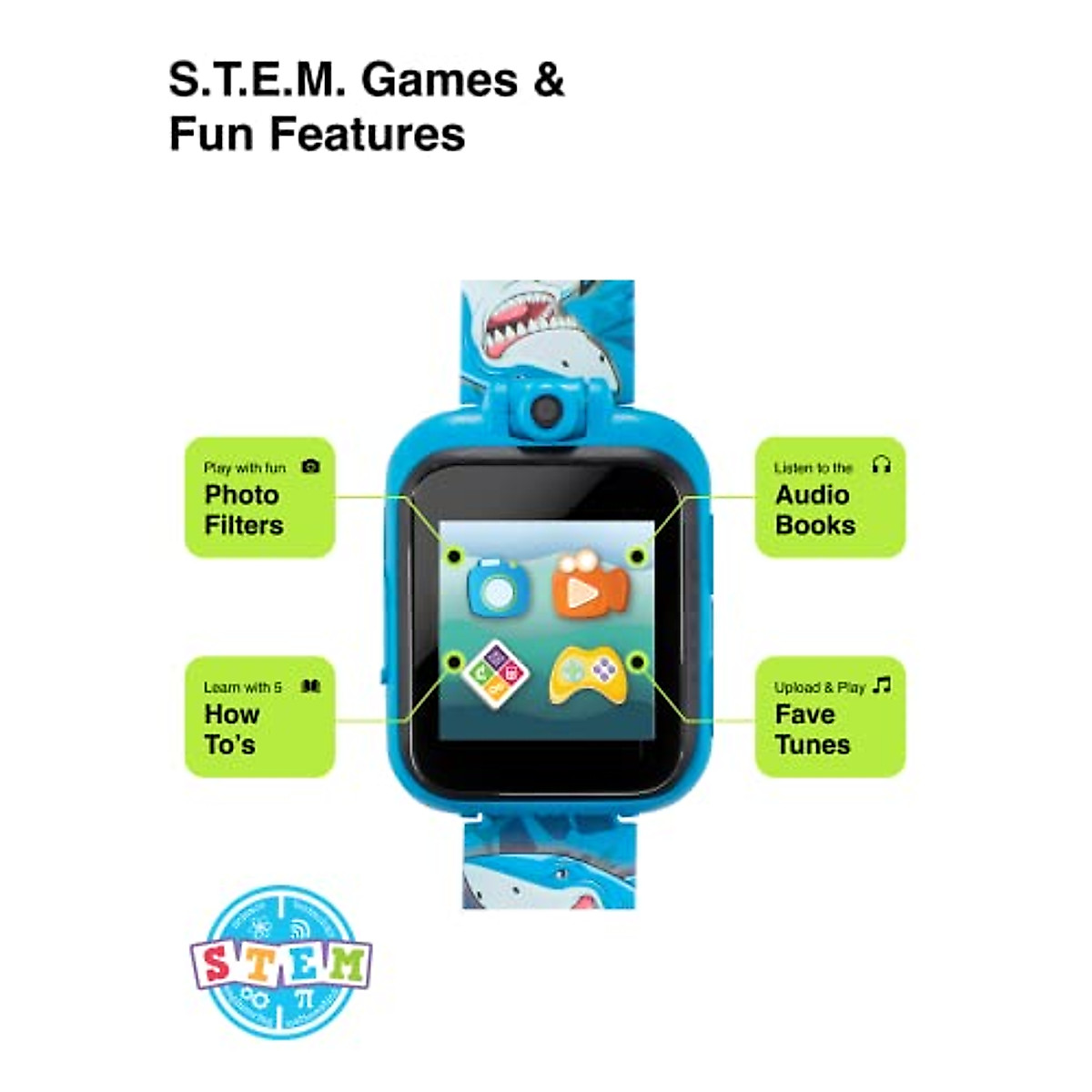 PlayZoom 2 Kids Smartwatch & Headphones - Video Camera Selfies STEM Learning Educational Fun Games, MP3 Music Player Audio Books Touch Screen Sports Digital Watch Gift for Kids Toddlers Boys Girls