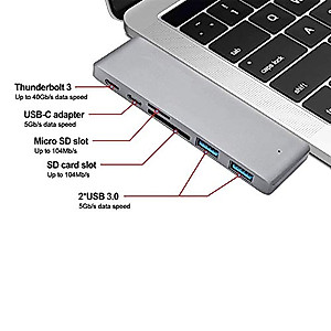 SHYPT Multifunctional USB-C Hub ，USB Hub 6 in 1 Type-C USB-C Hub Adapter Dual USB 3.0 Port