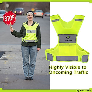 Reflective Running Vest - 360° High Visibility Yellow Safety Vest with Adjustable Side Closure and Inside Pocket - Medium