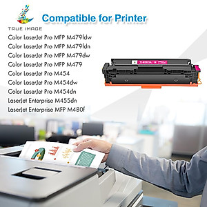 TRUE IMAGE Compatible Toner Cartridge Replacement for HP 414A W2020A 414X HP Color Pro MFP M479fdw M479fdn M454dw M454dn M454 M479 Printer Toner (Black Cyan Yellow Magenta,4-Pack)