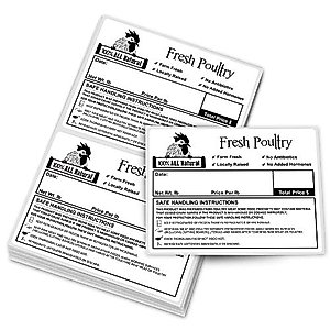 Poultry Freezer Labels,50Pcs 4x3 Inch with Safe Handling Instructions Exemption