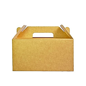 PandaPanda gable boxes (50 pcs) with handle (8.3 * 5.1 * 4.5 inches) for foods, gifts and party favors (100 oz) environment friendly