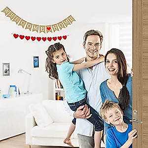 Welcome Home Banner Burlap Sign Party Decorations, Rustic Bunting Garland Family Gathering Photo Booth Props