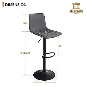 HERA'S PALACE Adjustable Bar Stools, Bar Height Swivel Stools Set of 2, Modern Chairs Barstools Counter Height for Kitchen, Cafe, Grey