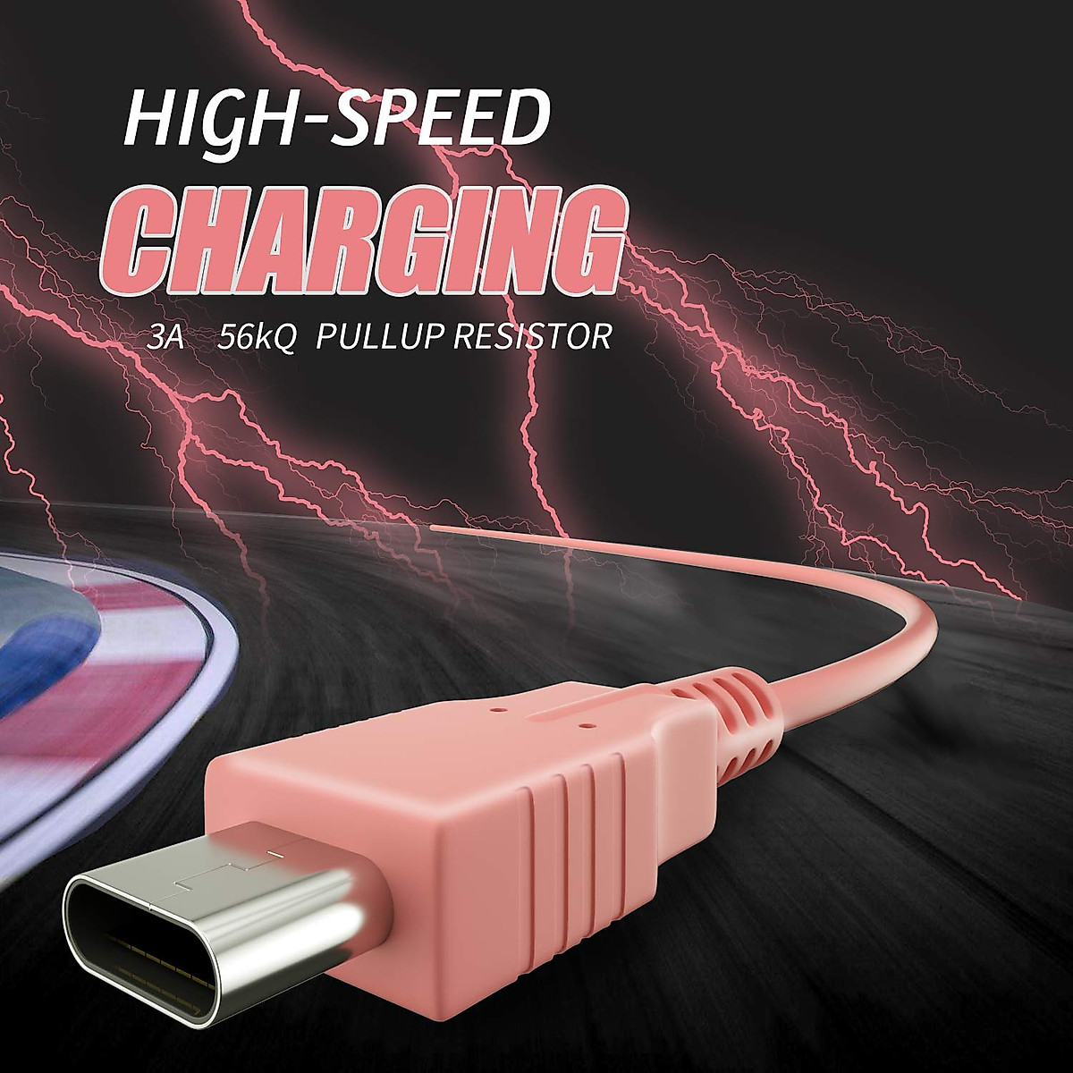 HEATFUN Fast Charging Cable for Switch, MacBook, Pixel C, LG Nexus 5X G5, Nexus 6P/P9 Plus, One Plus 2, Sony XZ and More - Coral (4.92ft)