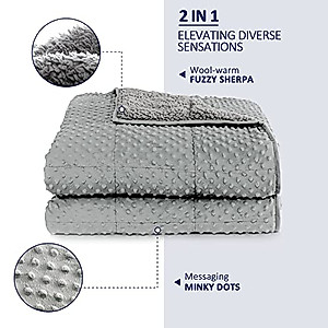 Kivik Weighted Blanket 15 lbs for Adult,Minky Fleece Weighted Throw Full Size,Fuzzy Sherpa Heavy Blanket for Couch,Silver Grey 60x80 Inches