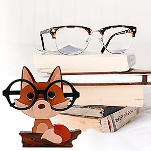 soputry Creative Cute Animal Glasses Holder, Unique Pet Glasses Stand Handmade Animal Glasses Holder Art Gift, Creative Sunglasses Display Holder for Home Office Desktop (Fox)