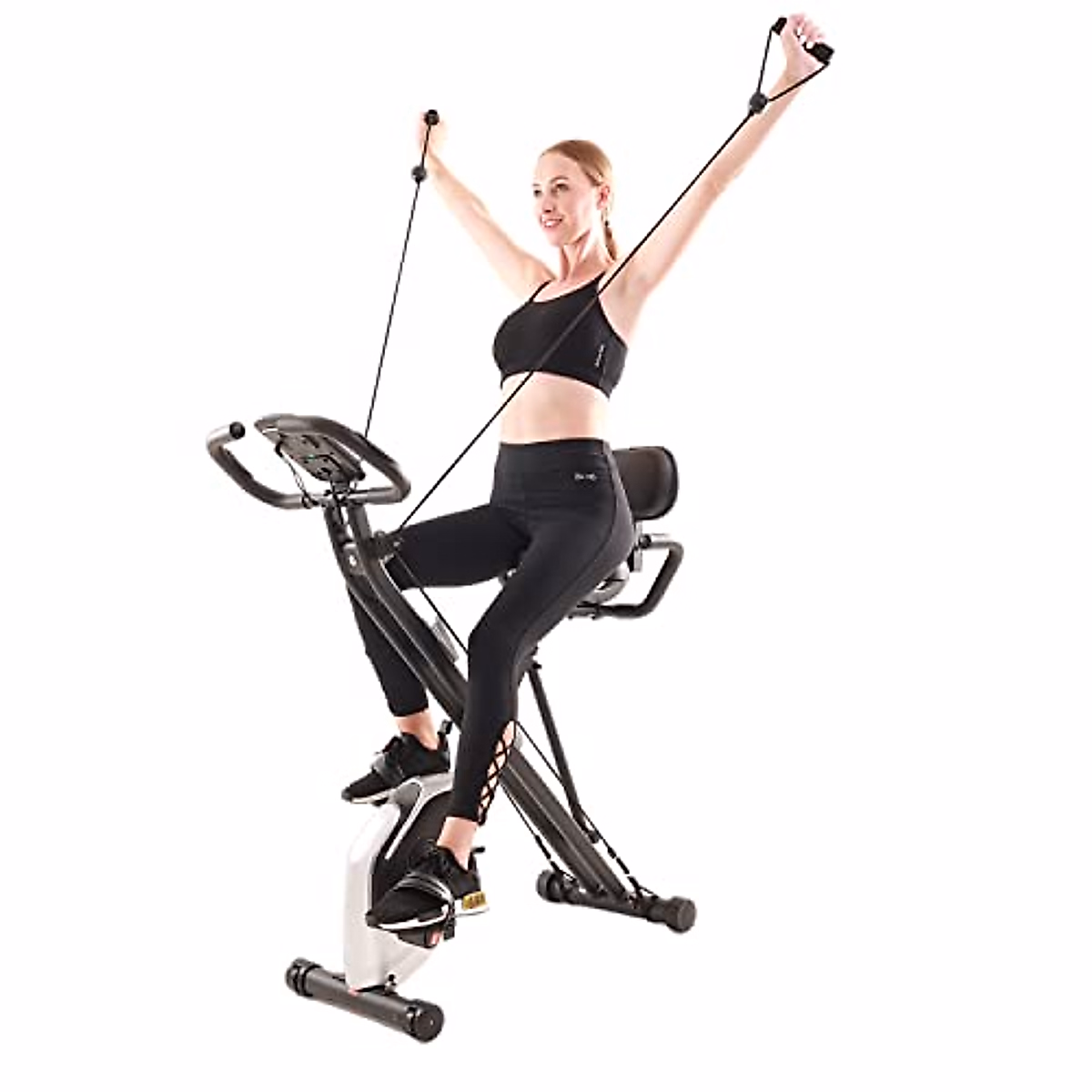 Davcreator Folding Exercise Bike, 2-in-1 Magnetic Recumbent & Upright Indoor Foldable Stationary Bikes for Home Workouts