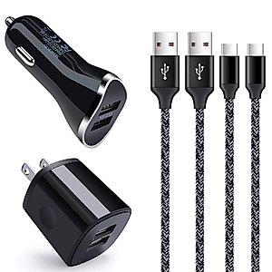 USB Type C Charger Cable for Moto Motorola G Power G Stylus G Play Pure 2024 Edge Razr G7 G8 G9 Plus Play One Z4 Z3 X4,Samsung S23 S22 S21 S20 S10e S10 S9,Car Charger Wall Adapter+Fast Charging Cord