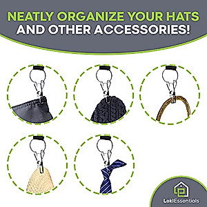 LokiEssentials Hat Rack for Baseball Caps, Hanging Hat Organizer Display Holder, Clip Hanger Hat Holder for Closet, Winter Hat Storage Ideas, Baseball Hat & Ball Cap Organizer, Golf Hat Racks (2 Pack)