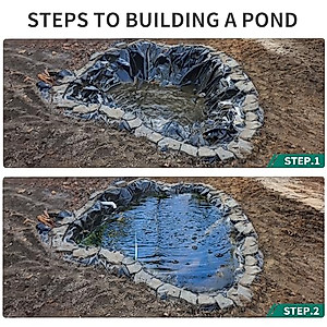 YITAHOME LLDPE Pond Liner 20x30 ft, 20 Mil Pond Liners for Outdoor Ponds, A Liner for Fish or KOI Pond, Waterfall, Fountain, Bed Planter, Pliable & Durable
