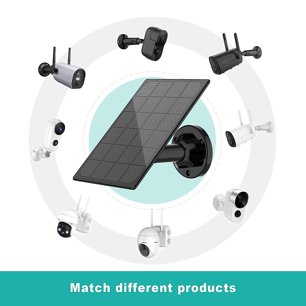 Solar Panels for DC 5V Outdoor Rechargeable Battery Camera, Solar Panel for Security Camera, Solar USB Charger with Micro USB & USB-C Port, 9.8ft Cable, Adjustable Wall Mount, IP65 Waterproof, 2 Pack