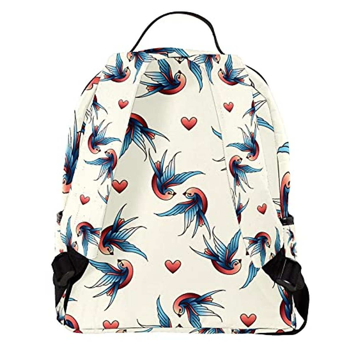 Casual Mini Backpack PU Leather Travel Shopping Bags Daypacks Old School Swallows Background