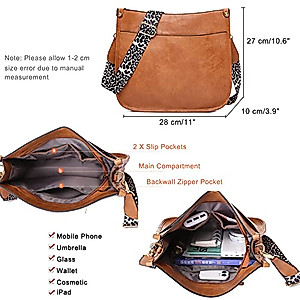 Women Shoulder Bag Vintage Crossbody Purse Handbag with Leopard Guitar Strap Hobo Satchel Bag, Cow-White