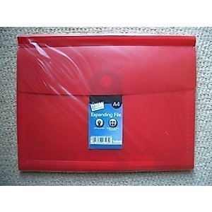 Red A4 Foolscap 6 Pocket Document Wallet Organiser Expanding File