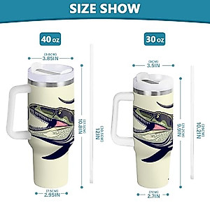 ODAWA 40oz Dinosaur Insulated Tumbler Cup with Lid and Straw, Double Insulated Tumbler