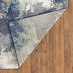 LUXE WEAVERS Rug - Modern Coastal Area Rug - 8445 Abstract Colorful Print Bedroom Carpet, Blue / 5' x 7'