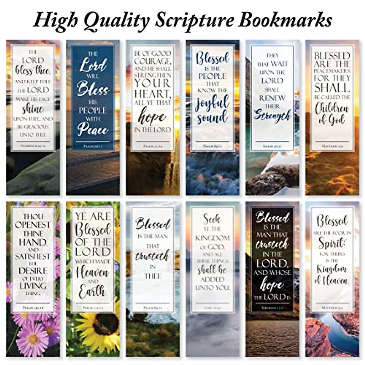 JBH Creations Blessings from Scripture Bible Verse Bookmarks - Pack of 48