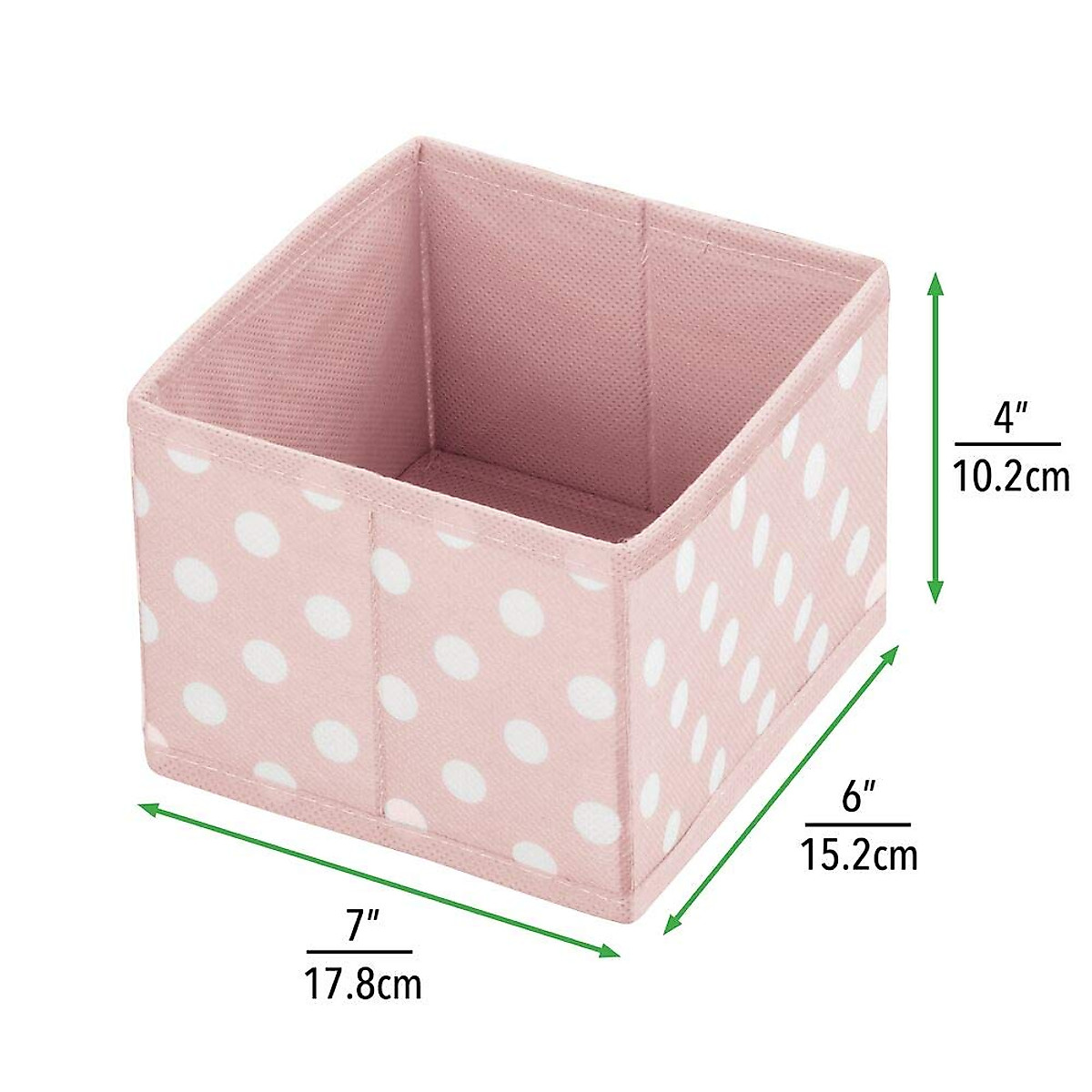 mDesign Soft Fabric Polka Dot Dresser Drawer and Closet Storage Organizer, Bin for Child/Kids Room, Nursery, Playroom, Bedroom, 4 Pack - Pink/White