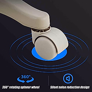 LWBLJX Round Roll Bar Stool with 360° Swivel Wheels, Beauty Salons Medical Counter Adjustable Chair, PU Leather and Stainless Steel Foot Pedals(Color:Gray)