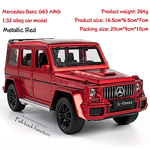 iLooboo Alloy Collectible Red Benz G63 AMG Toy Vehicle Pull Back Die-Cast Car Model with Lights and Sound