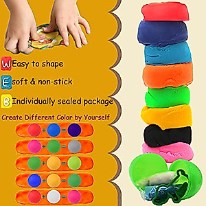 48PCS Easter Modeling Clay Kit, 12 Easter Eggs Filled with 24 Air Dry Clay Play Dough Butter Slime, 12 Tools for Kids Easter Eggs Hunt Event, Easter Basket Stuffers Fillers, Easter Gift Party Favor