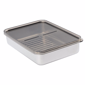 Bacon Container for Refrigerator with Lid Stainless Steel Deli Meat Storage Containers for Fridge Anti Slip and No Stick Keep Fresh Kitchen Food Storage Containers(Silver)