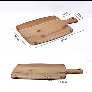 VieWood Acacia Wood Cutting Board with Handle & Hole - Wooden Kitchen Chopping Boards for Meat (Butcher Block) Vegetables and Cheese (17"x10")