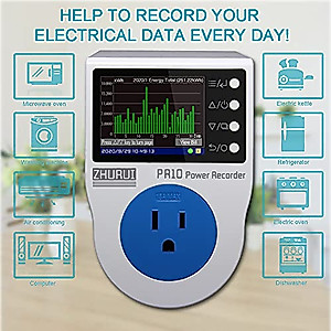 ZHURUI PR10-E US15A Power Meter Plug/Home Power metering Socket/watt Meter/2.4 inch TFT Color LCD/0.5FS(New)