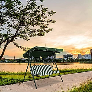 Swing Canopy Replacement Cover & Swing Seat Cover, 3 Seater Outdoor Swing Seat Cover Replacement Top Cover for Garden Patio, Patio Swing Cover Set Waterproof,Green,195x125x15cm/77x49x6''