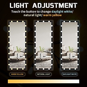 ANYHI Vanity Mirror with Lights, 32 x 24 Inch Black Vanity Mirror with 14 Dimmable Bulbs, Hollywood Makeup Mirror with Lights, Wall Mounted Mirror for Vanity,Adjustable Warm/Natural/White Light