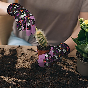 Bamllum Leather Gardening Gloves for Women - Working Gloves for Weeding, Digging, Planting, Raking and Pruning(Baiziteng)