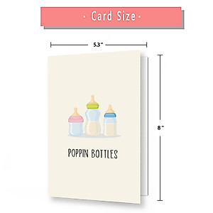 Asmallgf Funny Baby Shower Card, Cute Baby Card, New Baby Gifts for New Mom Dad, New Baby Congratulations,“POPPIN BOTTLES”