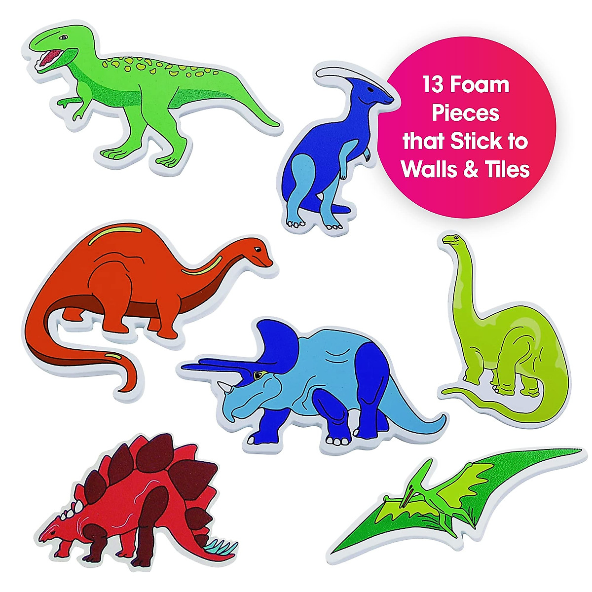 Edushape Magic Creations Foam Sticker Imaginative Bath Tub Activity Play Set, Dinosaurs