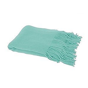 Fennco Styles Home Decor Faux Cashmere Soft Cozy Throw Blanket (Aqua)
