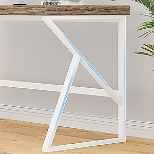 HSH Farmhouse Desk, Modern Home Office Desk, Student Desk for Bedroom Computer Table, Rustic Wood and Metal PC Laptop Computer Desk, Simple Writing Study Gaming Desk Executive Workstation, 55 Inch