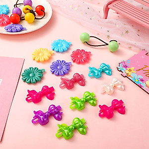 100 Pcs Hair Barrettes with Flower, Bow & Cartoon Designs - Self-Hinge Plastic Pins for Baby Girls, Toddlers (Cool)