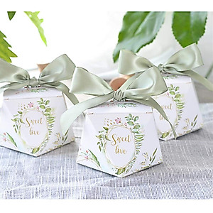 lovecabin Diamond Shape Green Forest Style Candy Boxes Wedding Favors Bomboniere Paper Party Chocolate Gift Box 50pcs Christmas Decorations Thanks 100 Piece Set