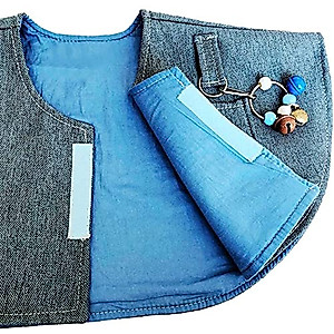 Parrot Anti-Scratch Shoulder Protector Multi-Purpose Bird Shoulder Shawl Bird Diaper Pad for Parakeets Cockatiels Conures Macaws Finches Lovebird Hang Bird Anklet & Toys (Shoulder Protector-Blue)
