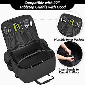 samdew 22 Inch Tabletop Griddle Carry Bag, Outdoor Griddle Cover Compatible with 22 Inch Tabletop Griddle with Hood, Portable Griddle Storage Case for Tabletop Griddle 22-Inch with Hood, Bag Only