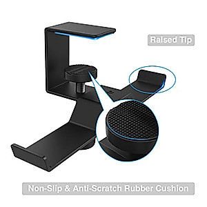 Under Desk Dual Headphone Hanger, 6amLifestyle Metal Headset Stand Gaming Earphone Holder Universal Clamp on Desk Hanger Hook for All Headsets, Black (Patent)