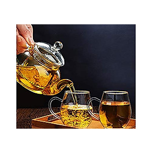 Sun's Tea Ultra Clear Glass Tea Mug | Coffee Mug 16 oz (470 ml) | Borosilicate - Glasses w Big Handle | Simple and Elegant | Microwave Safe | Pure Glass