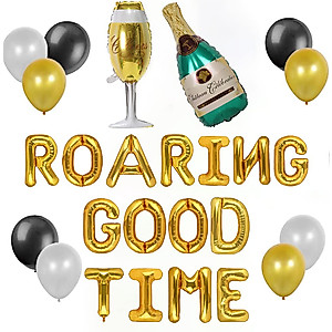 LaVenty Set of 15 Roaring Good Time Balloons Great Gatsby Party Decoration Roaring 20s Party Balloons Roaring Twenties Decorations Flapper Party Decor