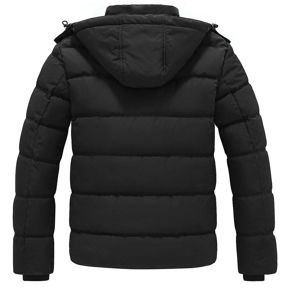 GGleaf Men's Hooded Winter Coat Warm Puffer Jacket Thicken Quilted Jacket Large Black