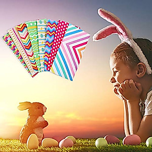 8 Pieces Easter Day Fabric 19.7 x 19.7 Inch Egg Printed Fabric Easter Fabric by The Yard Easter Themed Fabric Squares Quilting Patchwork Fabric for DIY Easter Day Crafts Making Supplies, 8 Patterns