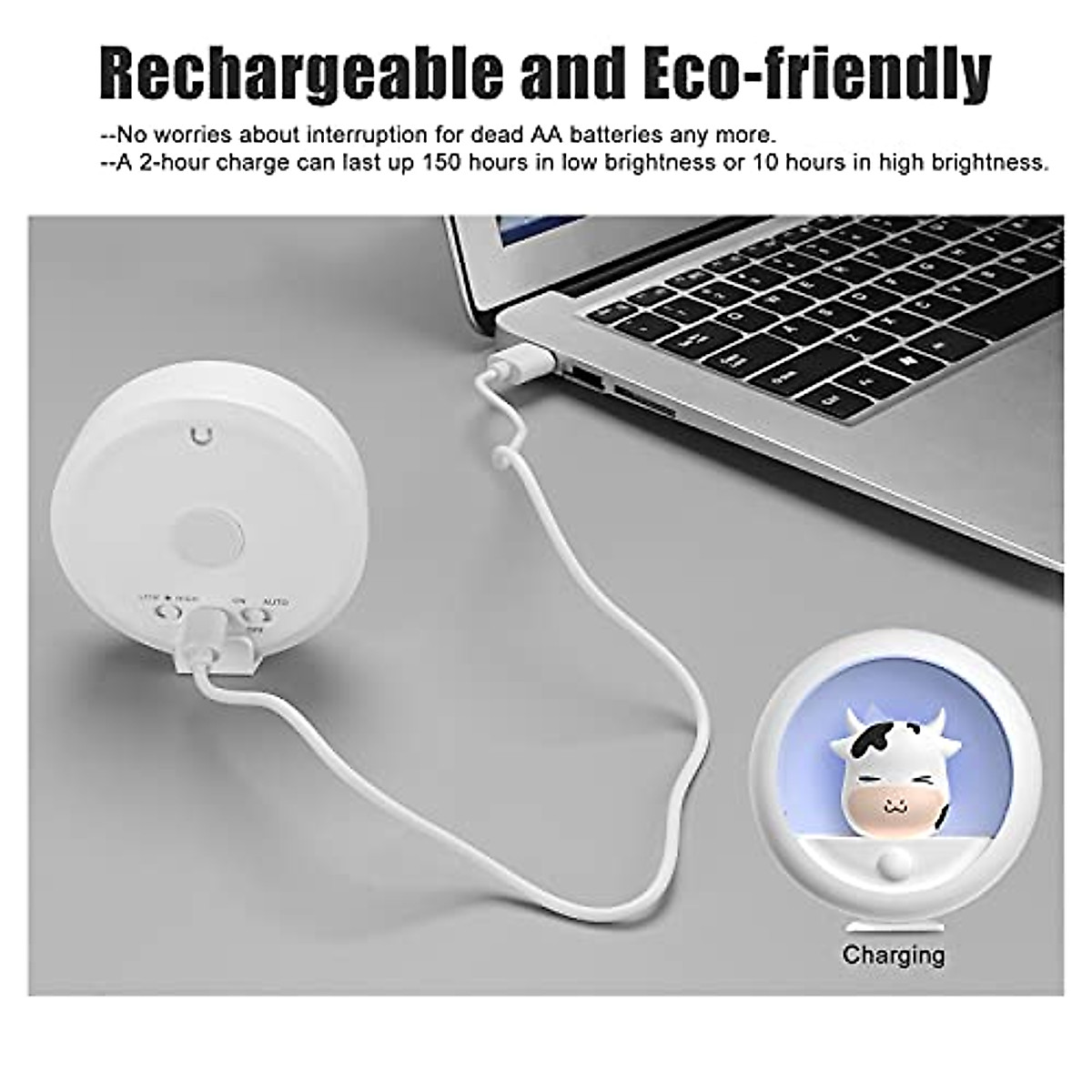 AIMILAR Night Light, Rechargeable Motion Sensor Light with Adjustable Brightness and 3 Mounting Options, Ideal Kids Night Lights, Gifts for Cat Lovers for Bedroom or Bathroom