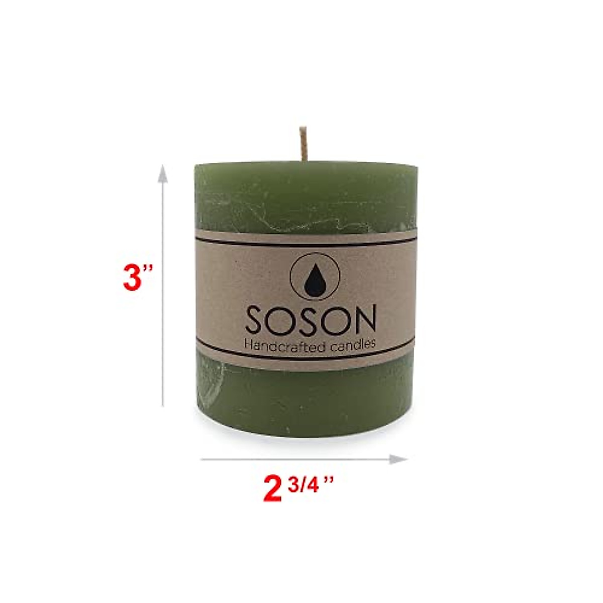 Simply Soson Rustic 3x3 Dark Moss Green Pillar Candles Set of 3 - Unscented Candles - Large Candle for Candle Holders - Velas Decorativas Green Candles Pillar Colored Candles Fall Pillar Candles Bulk